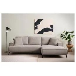 Ecksofa Home Affaire "TVINNU, L-Form, 275cm, in Cord und Leinenoptik", braun (hellbraun), B:275cm H:83cm T:173cm, Sofas, Ecksofa, wahlweise Recamiere rechts/links, schwarze F&uuml;&szlig;e, bequemer Sitzkomfort