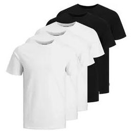 Jack & Jones T-Shirt JACK & JONES "T-Shirt JJEORGANIC BASIC TEE O-NECK 5PK 5er Pack", Herren, Gr. M, schwarz (schwarz, wei&szlig;), Obermaterial: 100% Baumwolle CO(Bio)., Shirts T-Shirt