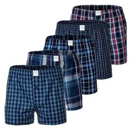 Webboxer MG-1 "Web-Boxershorts 5er Pack", Damen, Gr. M, blau (blau, rot), Obermaterial: 100% Baumwolle CO., Unterhosen