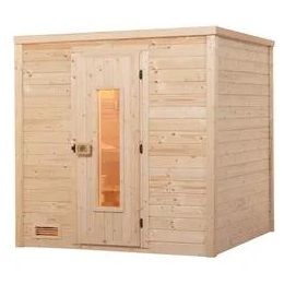 Sauna Weka "Massivholzsauna BERGEN 2", beige (natur), Saunaofen, integrierte Steuerung, 5,4 kW, Saunen, Blockbohlen, isolierte Holzt&uuml;r