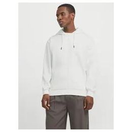 Jack & Jones Kapuzensweatjacke JACK & JONES "JJEBRADLEY mit Kapuze, ideal f&uuml;r kalte Jahreszeit", Herren, Gr. S, wei&szlig; (cloud dancer), angeraute Sweatware, Obermaterial: 61% Polyester, 39% Baumwolle, unifarben, loose fit taillenbedeckt, ohne Ausschnitt, Rippb&uuml;ndchen, Sweatjacken, Materialmix, relaxed fit