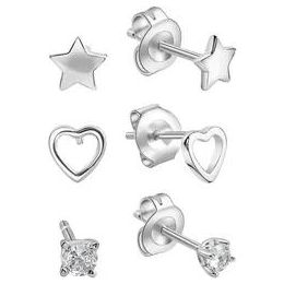 Ohrstecker-Set Firetti "Multipack Schmuck Geschenk Silber 925 Ohrschmuck Ohrringe", silber (silberfarben, kristallwei&szlig;, kristallwei&szlig;), Ohrringe, Damen, Silber 925 (Sterlingsilber), mit Zirkonia (synth.)