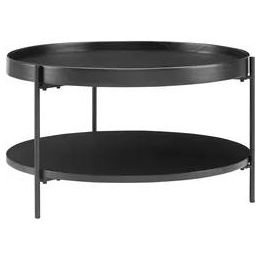 Couchtisch Salesfever "Chicago mit 2 Ablagefl&auml;chen &ndash; moderner Design-Coffee-Table", schwarz (schwarz, schwarz, schwarz), B:69cm H:39cm T:69cm, MDF mit Eschenholzfurnier, Metall, Tische, Couchtisch, Stilvoller Wohnzimmertisch mit Stauraum, Holz & Metall