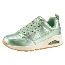 Sneaker Skechers "UNO-METALLIXS", Damen, Gr. 38, gr&uuml;n (mintgr&uuml;n), Leder, metallic, Schuhe Sneaker, Keilsneaker, Plateausneaker, Schn&uuml;rschuh, Halbschuh im Metallic-Look
