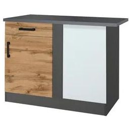 Eckunterschrank KOCHSTATION "KS-Toronto, Breite 110 cm", grau (wotaneiche, grafitgrau), B:110cm H:85cm T:60cm, Holzwerkstoff, Schr&auml;nke, Eckunterschrank
