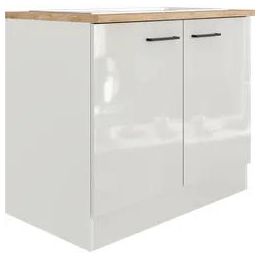 Sp&uuml;lenschrank Flex-Well "Lund", grau (lichtgrau, rauchgrau), B:100cm H:85cm T:85cm, Holzwerkstoff, Schr&auml;nke, Sp&uuml;lenschrank, (B x H x T) 100 x 85 x 60 cm, individuell kombinierbar