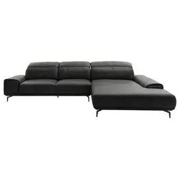 Wohnlandschaft Musterring "MR 2490 Ecksofa mit erstklassigem Sitzkomfort, Long-Life-Leder", schwarz (anthrazit, s), B:342cm T:207cm, Sofas, Wohnlandschaft, Fu&szlig; schwarz, Sitzh&ouml;he 48cm, wahlweise mit Funktionen, Ma&szlig;e 342x207 cm