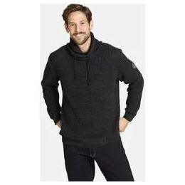 Strickpullover Jan Vanderstorm "Pullover DUMENI", Herren, Gr. XXL, schwarz (schwarz melange), Obermaterial: 55% Baumwolle CO. 45% Polyacryl PAN., mehrfarbig, normal, ohne Ausschnitt, Pullover Strickpullover, mit asymmetrischem Kragen