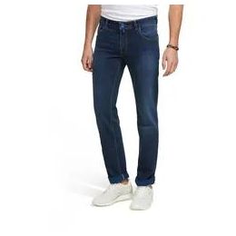 5-Pocket-Jeans MEYER "M5 Slim", Herren, Gr. 42, L&auml;nge 34, blau (marine), 99% Baumwolle, 1% Elasthan, unifarben, Basic, figurumspielend lang, Jeans 5-Pocket-Jeans, M5 Slim mit Rundbundverarbeitung