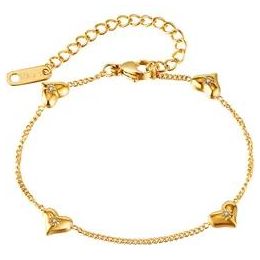 Armband Firetti "Schmuck Geschenk Edelstahl Armschmuck Ankerkettengliederung Herzen", gold (gelbgoldfarben, kristallwei&szlig;, kristallwei&szlig;), Armb&auml;nder, Damen, 22,5cm, Edelstahl, Armband, mit Zirkonia (synth.)