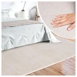 Teppich MERINOS "Loft 37, Kunstfellteppich", beige (creme), B:140cm H:16mm L:200cm, Polyester, Teppiche, Teppich, weich und kuschelig, Fell Haptik, Anti-Rutsch-Unterseite