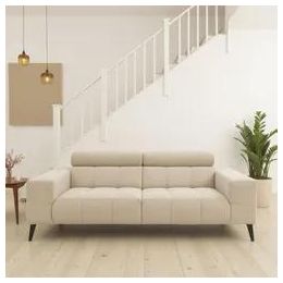 2-Sitzer DOMO collection "Trento, mit Kufenfu&szlig; oder Einzelfu&szlig;", beige (creme), B:208cm H:79cm T:104cm, 100% Polyester, Sofas, whlw. verstellbare Kopfteile, passend f&uuml;r g&auml;ngige Saugroboter
