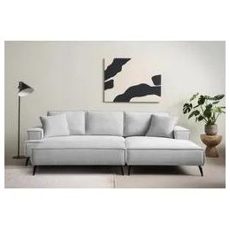 Sitzgruppe Home Affaire "TVINNU, Polsterecke L-Form, Schlaffunktion, mit Hocker", grau (hellgrau), B:275cm H:83cm T:173cm, Sitzm&ouml;bel-Sets, Set, stellbar zum Schlafsofa (Krokodilverbinder)