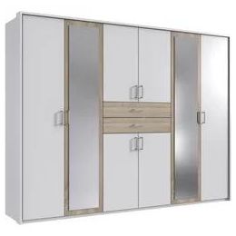 Kleiderschrank wimex "Diver Dreht&uuml;renschrank mit Spiegel, 180, 225 o. 270cm breit", wei&szlig; (wei&szlig;, struktureichefb hell, griffe alu), B:270cm H:207cm T:58cm, Schr&auml;nke, Kleiderschrank, Bestseller Schlafzimmerschrank wahlweise 3 Innenausstattungen, Topseller
