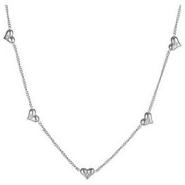 Herzkette Firetti "Schmuck Geschenk Edelstahl Halsschmuck Halskette Ankerkette Herz", silber (edelstahlfarben, kristallwei&szlig;), Halsketten, Damen, Edelstahl, L: 44, Herzkette, mit Zirkonia (synth.)