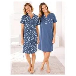 w&auml;schepur Sleepshirt W&Auml;SCHEPUR "Sleepshirts", Damen, Gr. 36/38, Normalgr&ouml;&szlig;en, blau (jeansblau, ecru, bedruckt, jeansblau), 100% Baumwolle, bedruckt, gebl&uuml;mt, gemustert, mehrfarbig, unifarben, Kleider Sleepshirt