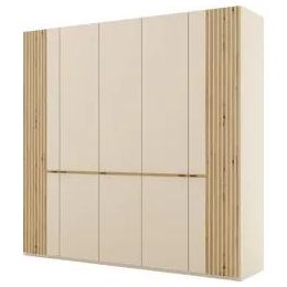 Dreht&uuml;renschrank Musterring "Isabelle", beige (champagner, dekor), B:246,3cm H:216cm T:58cm, Hartfaserplatte, Holzwerkstoff, Schr&auml;nke, Dreht&uuml;renschrank, Lamellen in Eiche, Griffe in schwarz, verschiedene Gr&ouml;&szlig;en und Farben