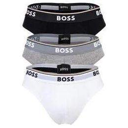 Slip BOSS "Slip Briefs 3P Power 3er Pack", Herren, Gr. XL, bunt (wei&szlig;, grau, schwarz), Obermaterial: 95% Baumwolle CO. 5% Elasthan EL., Unterhosen Slip