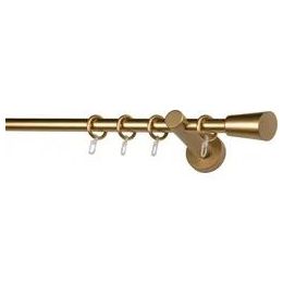 Gardinenstange Garesa "CLASSICO MOLIS", gold (goldfarben), L:210cm, Gardinenstangen, Vorhanggarnitur, verl&auml;ngerbar, Wandmontage, Keil, mit Ringe und Haken