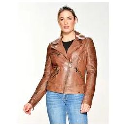Lederjacke Maze "Colbynord", Damen, Gr. XXL, braun (cognac), Obermaterial: 100% Ziegenleder. Futter: 100% Baumwolle. &Auml;rmelfutter: 100% Polyester, Jacken