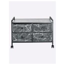 Rollwagen Heine HOME, schwarz, B:64cm H:43cm T:40cm, MDF, Metall, Rollwagen, Rollwagen