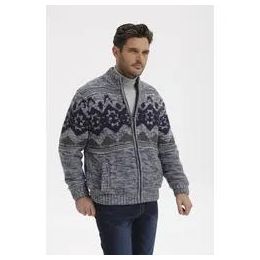 Strickjacke Babista "Outdoor Strickjacke TESSABELLA", Herren, Gr. XL, bunt (blau gemustert), Obermaterial: 70% Polyacryl PAN. 30% Wolle mw., Strickjacken Strickjacke