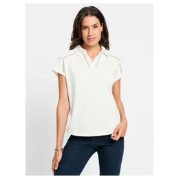 V-Shirt Inspirationen "V-Shirt", Damen, Gr. 42, beige (ecru), 100% Baumwolle, unifarben, V-Ausschnitt, Shirts