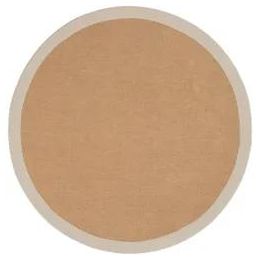 Sisalteppich CarpetFine "Sisal", grau (taupe), H:5mm &Oslash;:200cm, Sisal, Teppiche, Sisalteppich, mit farbiger Bord&uuml;re, Anti-Rutsch R&uuml;ckseite