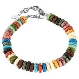 Armband Firetti "Schmuck Geschenk Edelstahl Armschmuck Ankerkettengliederung Regenbogen", bunt (edelstahlfarben, beige, blau, t&uuml;rkis, gr&uuml;n, oliv, braun, hellbraun, khaki, altrosa, rosa, orange, orangerot, beige, blau, t&uuml;rkis, gr&uuml;n, oliv, braun, hellbraun, khaki, altrosa, rosa, orange, orangerot), Armb&auml;nder, Damen, 23,5cm, Edelstahl, Armband, mit Lavastein