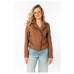 Lederjacke Mauritius "MWAmita OT", Damen, Gr. S, braun (cognac), Obermaterial: 100% Schafsleder. Futter: 100% Baumwolle. &Auml;rmelfutter: 100% Polyester, unifarben, figurbetont taillenlang, Jacken, mit asymmetrischem Rei&szlig;verschluss