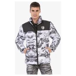 Cipo & Baxx Winterjacke CIPO & BAXX "Winterjacke", Herren, Gr. S, grau, Stoff, 100% Polyester, bedruckt, regular fit normal, Jacken Winterjacke, mit Allover-Muster