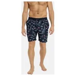 Badeshorts Jan Vanderstorm "Badeshort CORNELIS", Herren, Gr. XXL, weit, blau (dunkelblau bedruckt), Obermaterial: 100% Polyester COOLMAX PES(Coolmax)., Badehosen Badeshorts