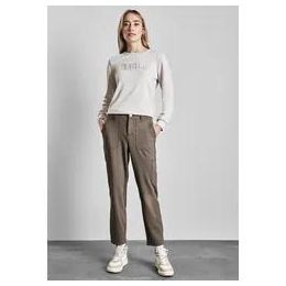Cargohose Street One, Damen, Gr. 40, L&auml;nge 28, braun (muddy braun), Stoff, 53% Polyamid, 39% Viskose, 8% Elasthan, unifarben, slim fit lang, Hosen Cargohose, Middle Waist