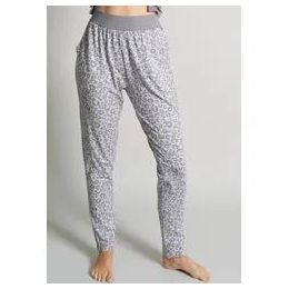 Loungehose Tom Tailor "Victoria", Damen, Gr. 36 (S), N-Gr, grau (grau, mittel, allover), Single Jersey, Obermaterial: 95% Viskose, 5% Elasthan, gemustert, gerade, unten schmal lang, Hosen Loungehose, mit Print, locker, breiter Bund, bequem, atmungsaktiv, Viskosemix