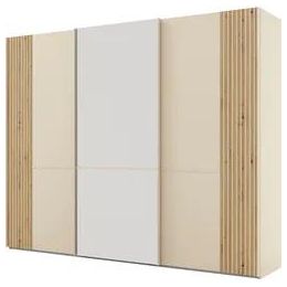 Schwebet&uuml;renschrank Musterring "Isabelle", beige (champagner, dekor), B:295,2cm H:236cm T:67cm, Hartfaserplatte, Holzwerkstoff, Kristallglas, Schr&auml;nke, Schwebet&uuml;renschrank, T&uuml;ren mit Lamellenoptik, mittige Spiegelt&uuml;r, verschiedene Gr&ouml;&szlig;en