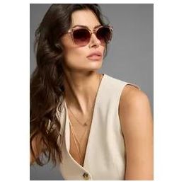 Sonnenbrille Laura Scott, rosa (apricot), transparent, Sonnenbrillen Sonnenbrille, mit transparentem Rahmen & goldfarbendem Detail - NEW
