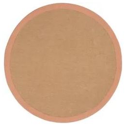 Sisalteppich CarpetFine "Sisal", orange (pfirsich), H:5mm &Oslash;:160cm, Sisal, Teppiche, Sisalteppich, mit farbiger Bord&uuml;re, Anti-Rutsch R&uuml;ckseite