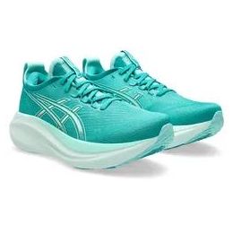 Laufschuh asics "GEL-NIMBUS 27", Damen, Gr. 38, blau (wave teal, illuminate mint), Textil, Schuhe Laufschuh