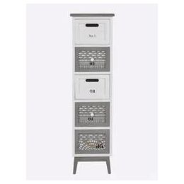 Kommode Heine HOME, grau (wei&szlig;, grau), B:30cm H:110cm T:25cm, MDF, Sideboards, Kommode