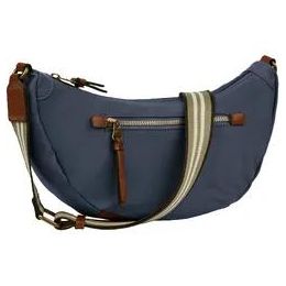 Handtasche Camel Active "Bari", Damen, Gr. B/H/T: 33cm x 15cm x 12cm, blau, Nylon, kontrastfarbene Details, Taschen Handtasche, aus hochwertigem matten Nylon mit gestreiftem Gewebeband