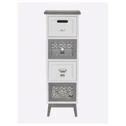 Kommode Heine HOME, grau (wei&szlig;, grau), B:30cm H:90cm T:25cm, MDF, Sideboards, Kommode