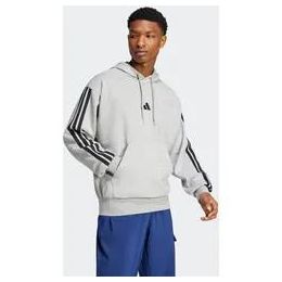 Kapuzensweatshirt Adidas SPORTSWEAR "M 3S FT HD", Herren, Gr. S, grau (medium grau heather, schwarz), Obermaterial: 55% Baumwolle, 36% Polyester, 9% Viskose, Sweatshirts