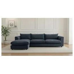 Ecksofa "Avelina", blau (dunkelblau), B:297cm H:77cm T:186cm, 100% Polyester, LeGer Home by Lena Gercke, Sofas, Ecksofa, Breite 297 cm, in Cord- und Chenille- Stoff, R&uuml;ckenkissen mit Federn