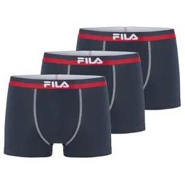 Boxershorts Fila, Herren, Gr. XXL, blau (navy), Obermaterial: 95% Baumwolle, 5% Elasthan, bedruckt, unifarben mit Farbeinsatz, k&ouml;rpernah, Unterhosen Hipster-Panty, elastischer Logobund, Kontrastn&auml;hte