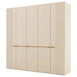 Dreht&uuml;renschrank Musterring "Isabelle", beige (champagner, dekor), B:246,3cm H:236cm T:58cm, Hartfaserplatte, Holzwerkstoff, Schr&auml;nke, Dreht&uuml;renschrank, Lamellen in Korpusfarbe, Griffe in schwarz, versch. Gr&ouml;&szlig;en und Farben