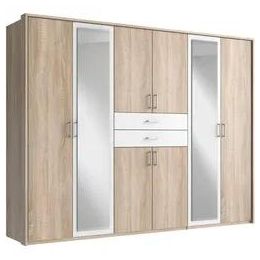Kleiderschrank wimex "Diver Dreht&uuml;renschrank mit Spiegel, 180, 225 o. 270cm breit", wei&szlig; (struktureichefb hell, wei&szlig;, griffe alu), B:270cm H:207cm T:58cm, Schr&auml;nke, Kleiderschrank, Bestseller Schlafzimmerschrank wahlweise 3 Innenausstattungen, Topseller