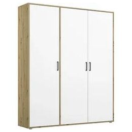 Kleiderschrank Rauch "VOYAGER Garderobe W&auml;scheschrank TOPSELLER Schlafzimmer", wei&szlig; (eiche artisan, alpinwei&szlig;, griffe graumetallic), B:140cm H:194cm T:53cm, Holzwerkstoff, Schr&auml;nke, Kleiderschrank, mit 2 modernen Griffvarianten, viel Stauraum MADE IN GERMANY