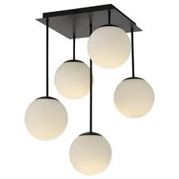 OTTO HOME Deckenleuchte "Nellin", schwarz, glas opal matt wei&szlig;, 5, &Oslash; 16cm H: 58,5cm, Leuchten, Deckenlampe mit gro&szlig;en Glaskugeln, amberfarben oder opal matt wei&szlig;, LED Deckenleuchte