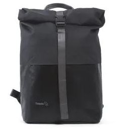 Laptoprucksack 7CLOUDS "Kira 7.1", Damen, Gr. B/H/T: 25cm x 37cm x 11cm, onesize, schwarz, Polyethylen, Tarpaulin, Rucks&auml;cke Laptoprucksack, mit recyceltem PET
