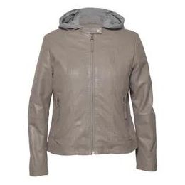 Lederjacke Maze "42023103", Damen, Gr. 48, grau (smokey taupe), Obermaterial: 100% Lammleder. Innenfutter: 100% Polyester. &Auml;rmelfutter: 100% Polyester. Kapuze: 100% Baumwolle, Jacken